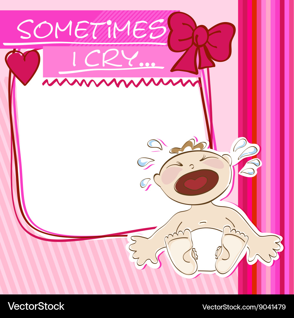 Postcard small baby crying Royalty Free Vector Image