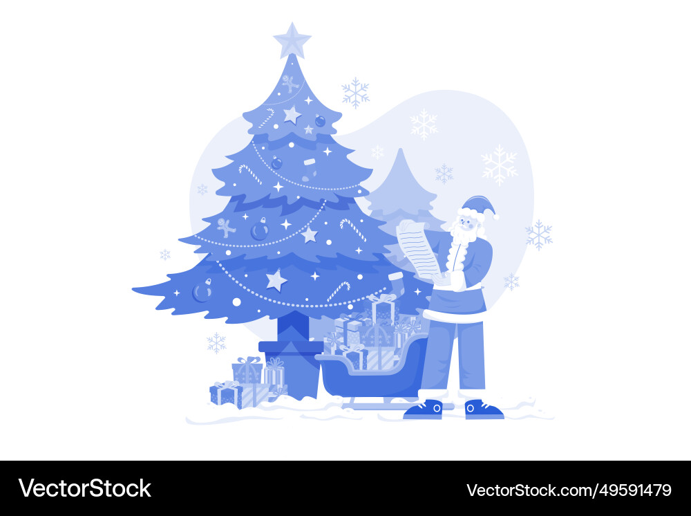 Santa with christmas gift list Royalty Free Vector Image
