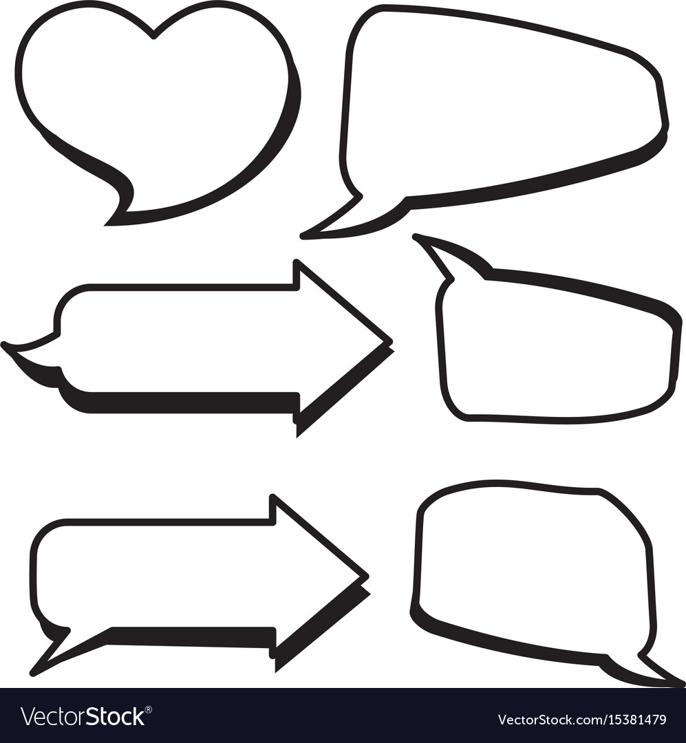 Set Of Cartoon Text Boxes With Arrow Shape Heart Vector Image
