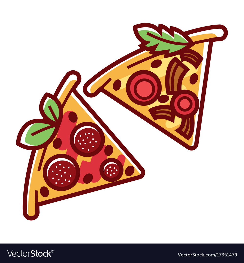 Triangular Pizza Slices With Tasty Salami Soft Vector Image