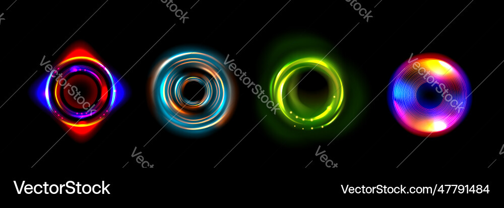 Set of round light flares with light glow Vector Image
