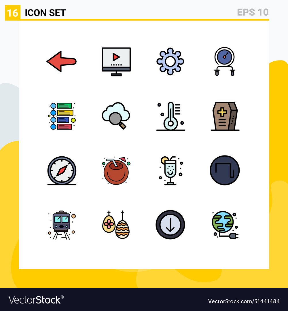 Stock icon pack 16 line signs and symbols for Vector Image