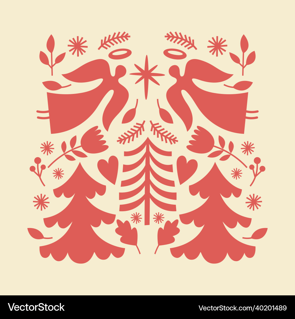 Christmas card flying angel Royalty Free Vector Image
