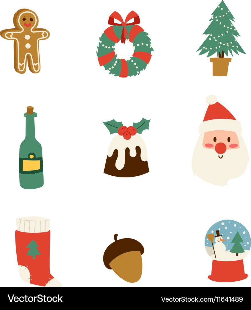 Christmas icons symbols set Royalty Free Vector Image