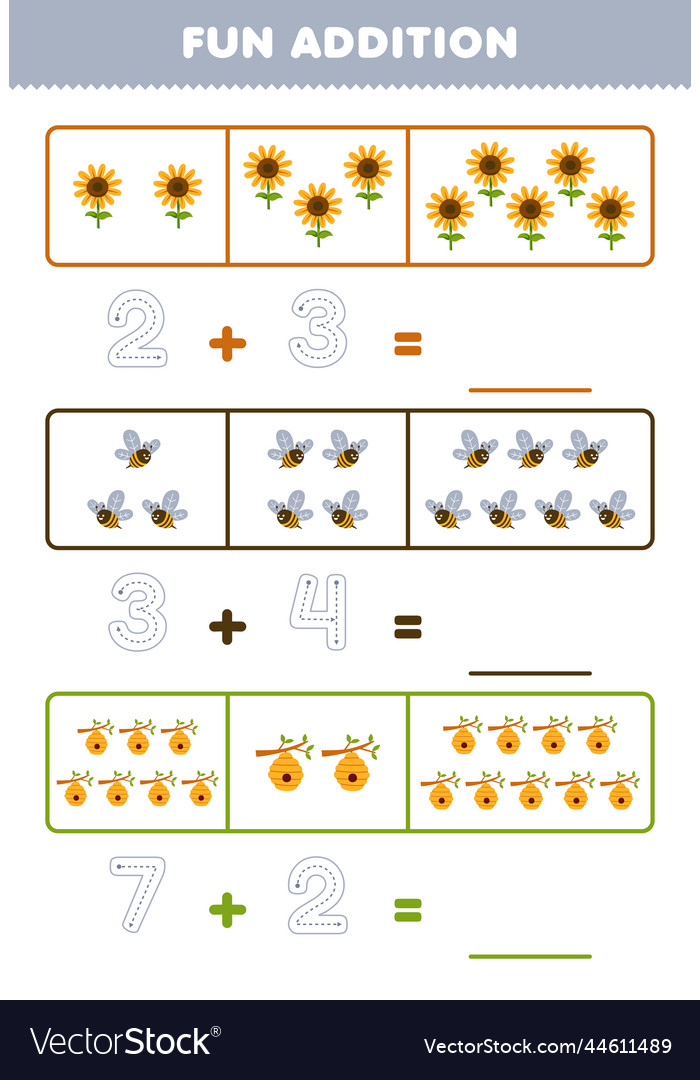 Education game for children fun addition Vector Image