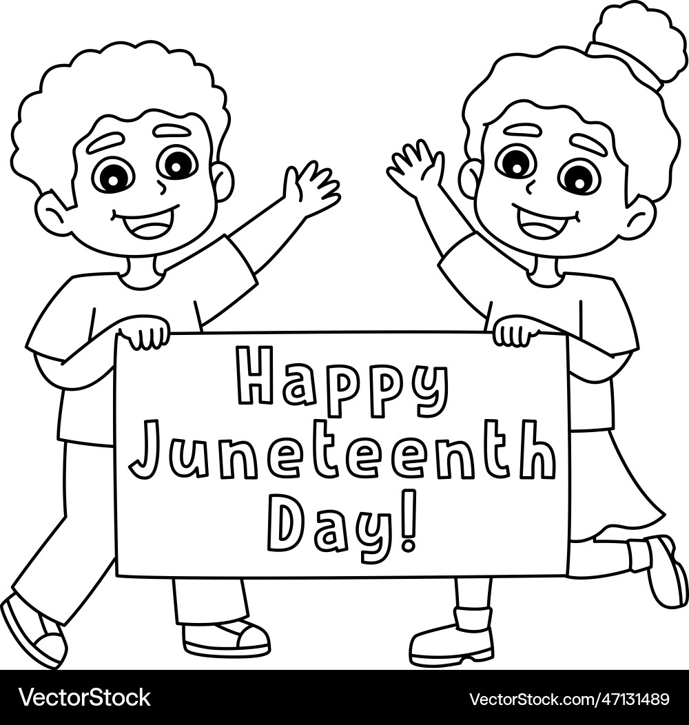 Happy juneteenth day banner isolated coloring page