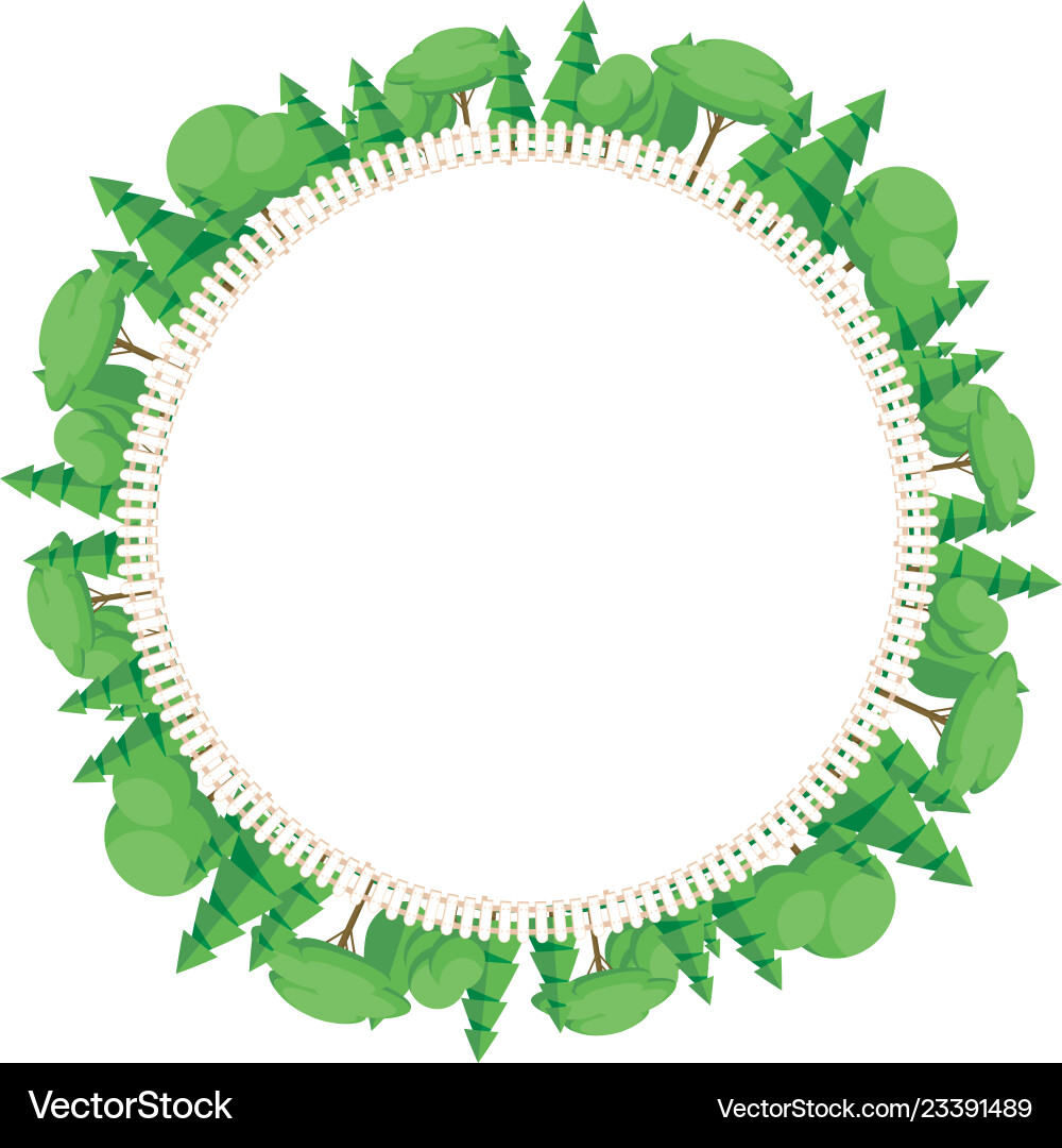 Round frame park green planet forest with white Vector Image