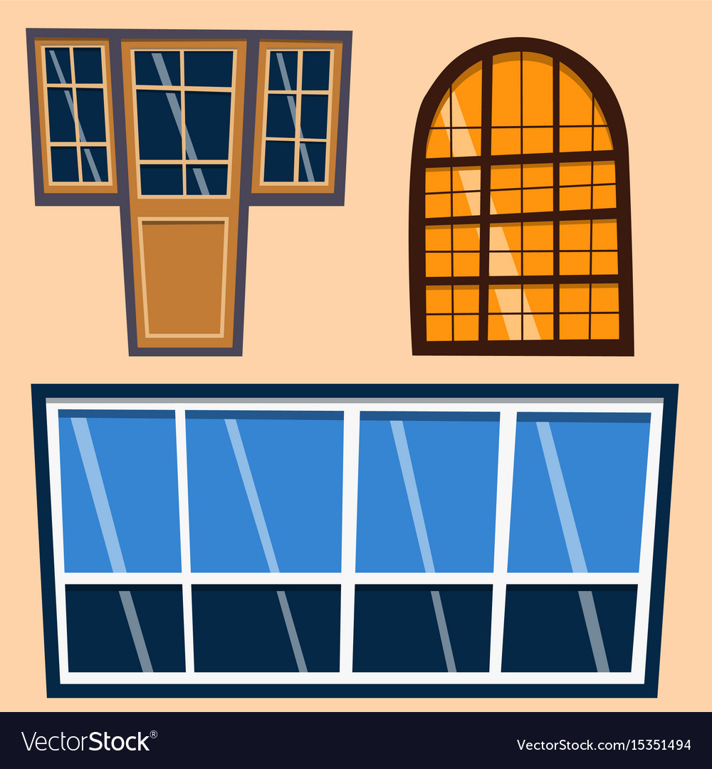 Different types house windows elements flat style Vector Image Different types house windows elements flat style Vector Image