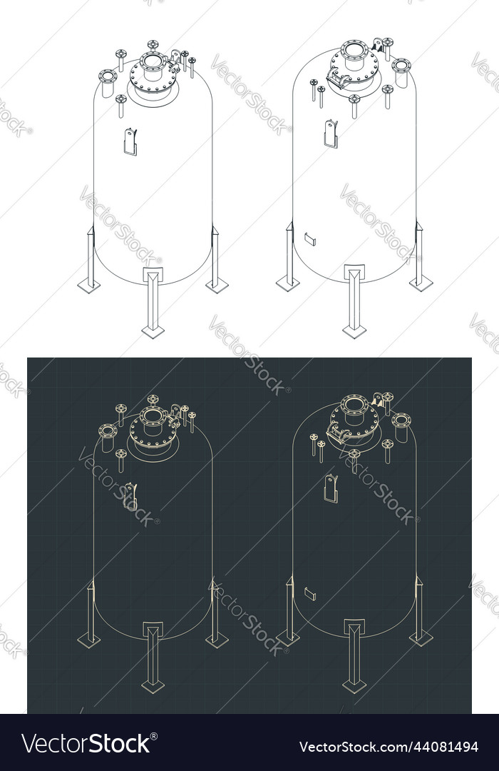 High pressure tank isometric blueprints Royalty Free Vector High pressure tank isometric blueprints Royalty Free Vector