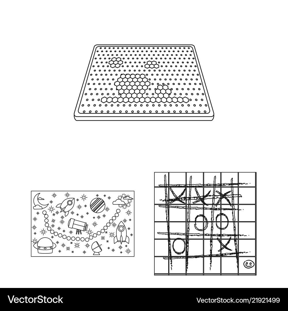 Board game outline icons in set collection Vector Image