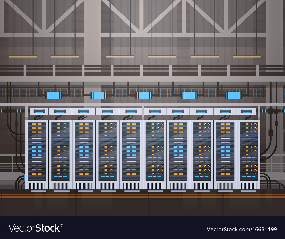 Data center room hosting server computer Vector Image