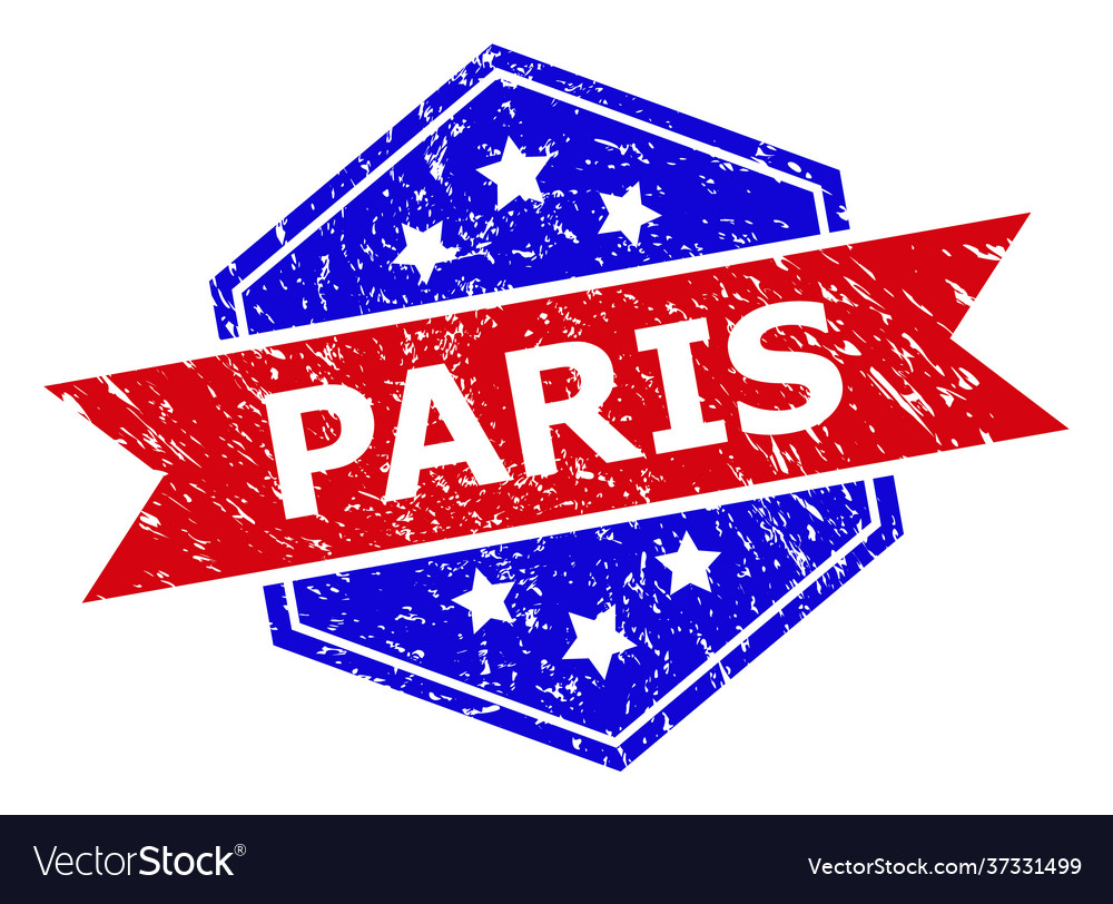 Hexagon bicolor paris stamp seal with rubber Vector Image
