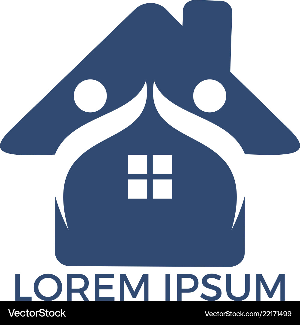 House and people logo design Royalty Free Vector Image
