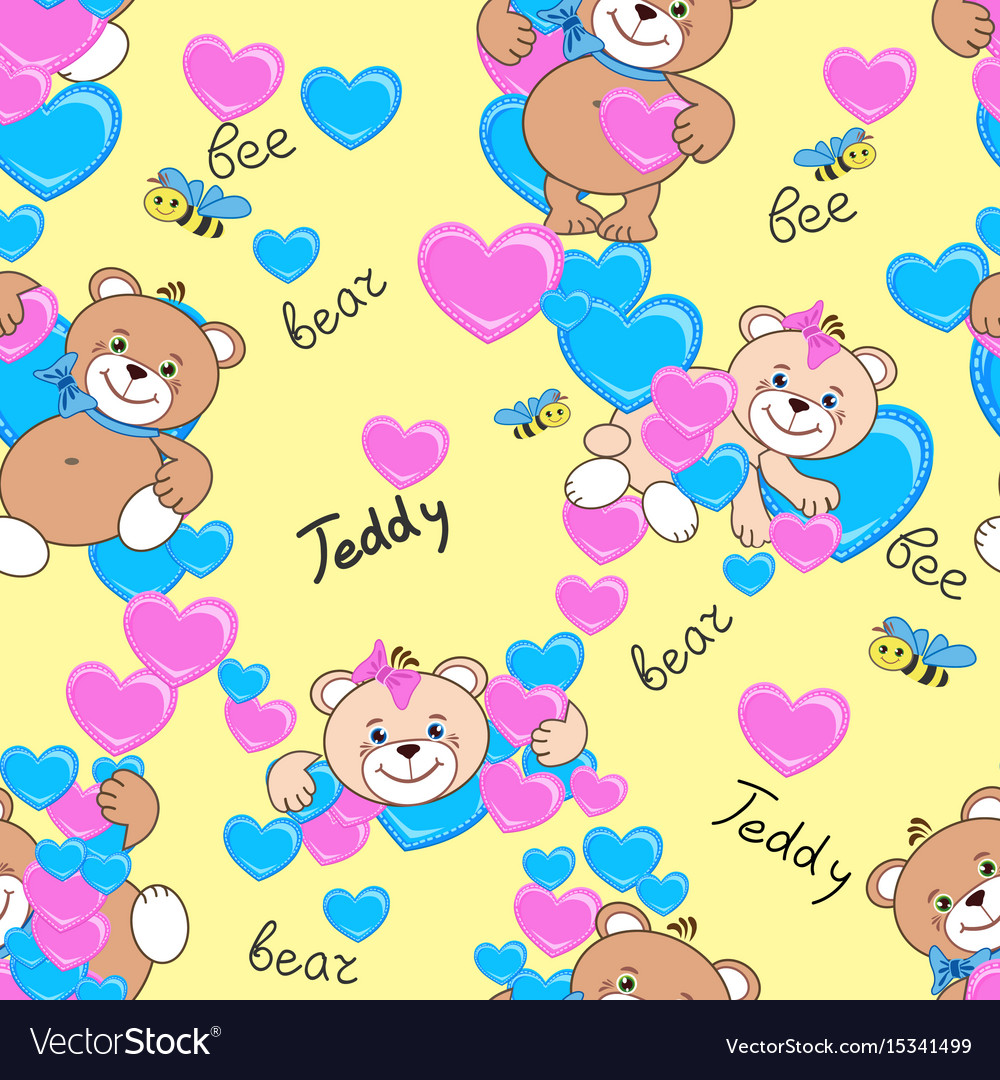 Teddy bears seamless pattern Royalty Free Vector Image