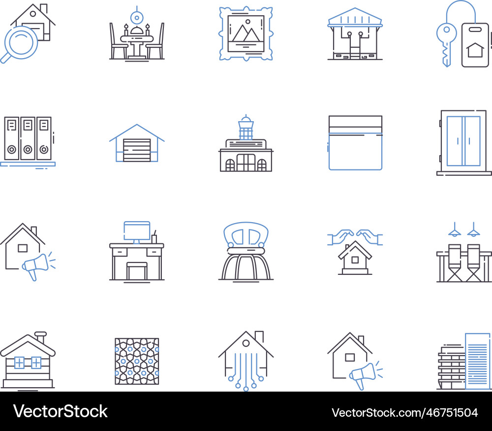 Apartments and accommodation outline icons Vector Image