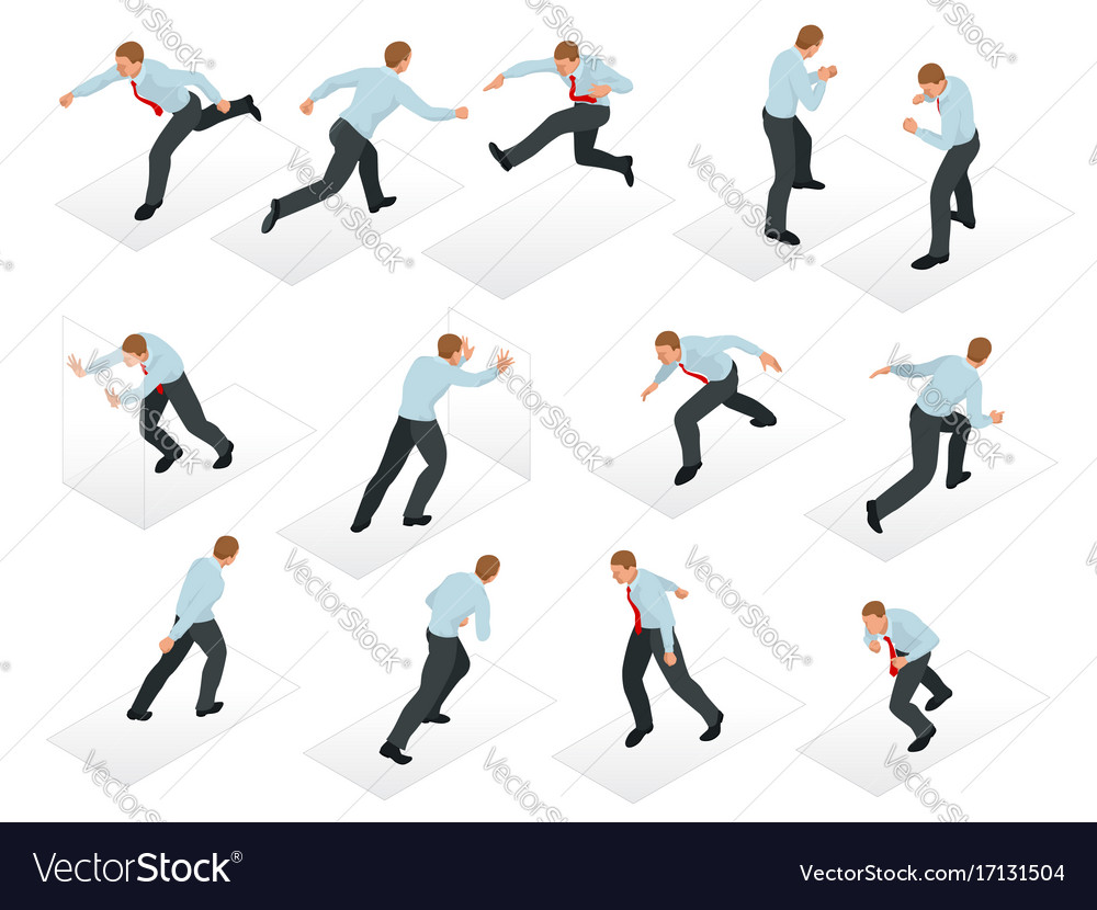 Isometric set businessman character design 3d Vector Image