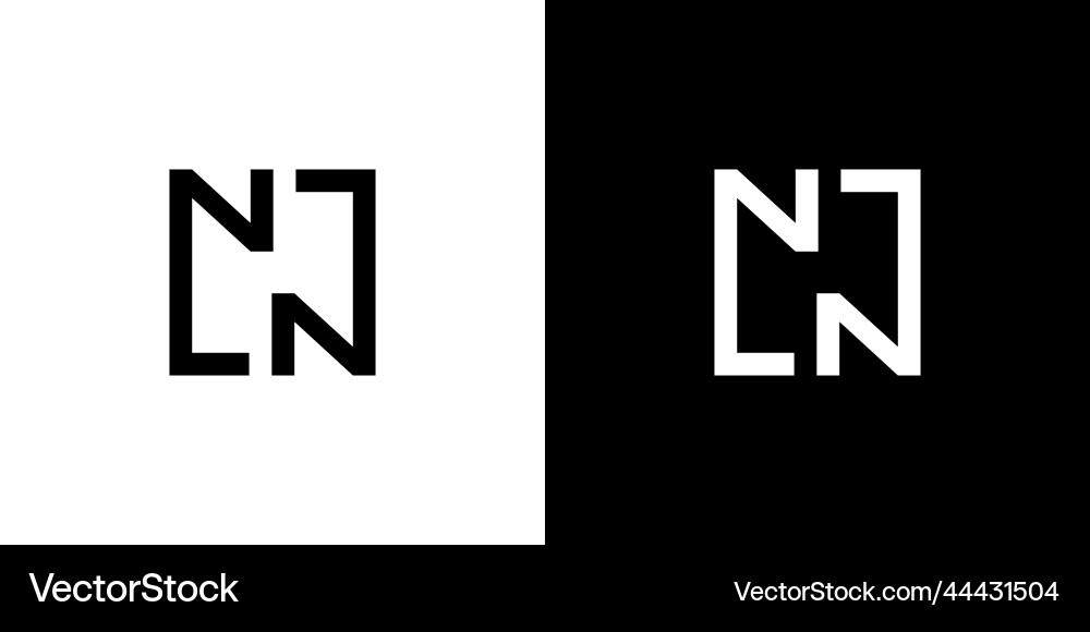 Modern and unique letter nn initials logo design Vector Image