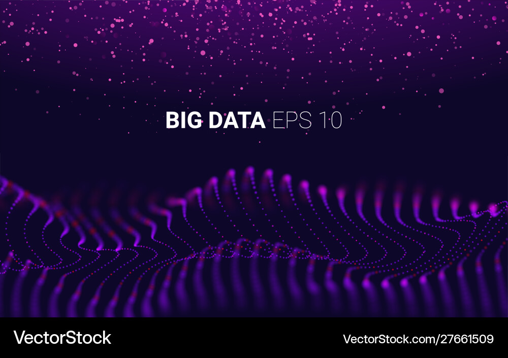 Futuristic lines many dots waves Royalty Free Vector Image