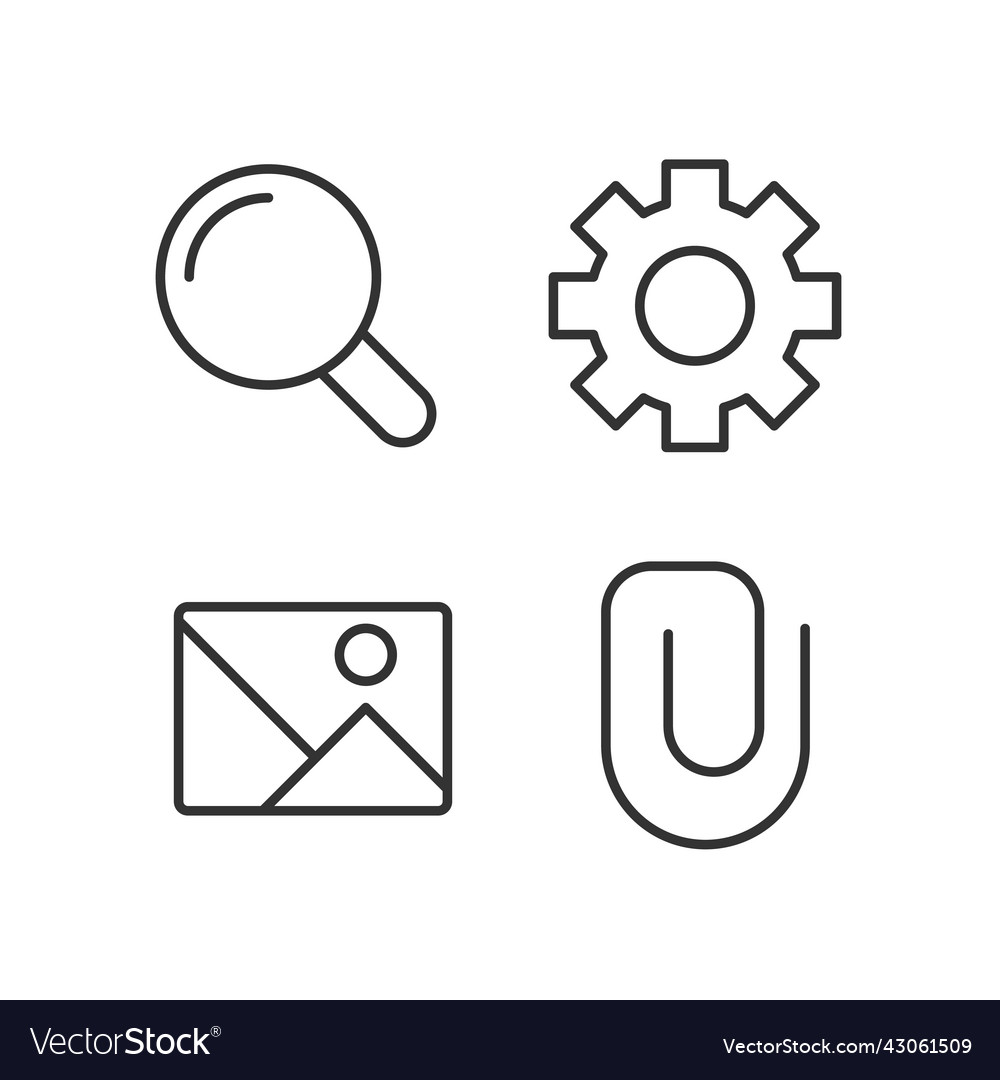 Website elements pixel perfect linear icons set Vector Image