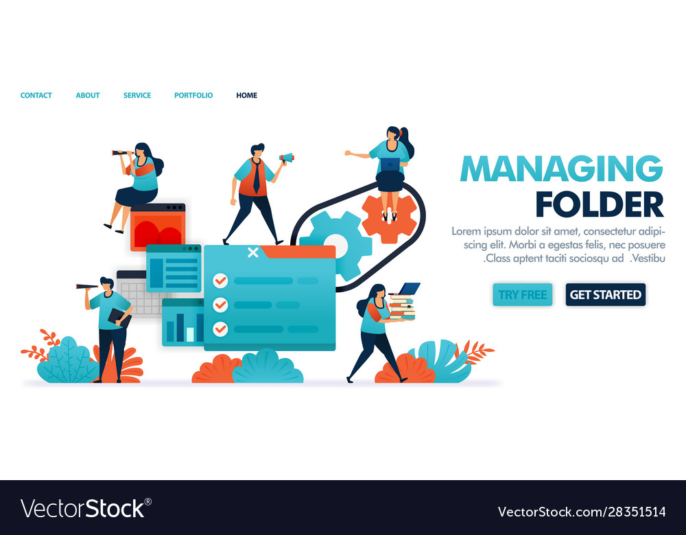 Manage folder file data and document for jobs Vector Image