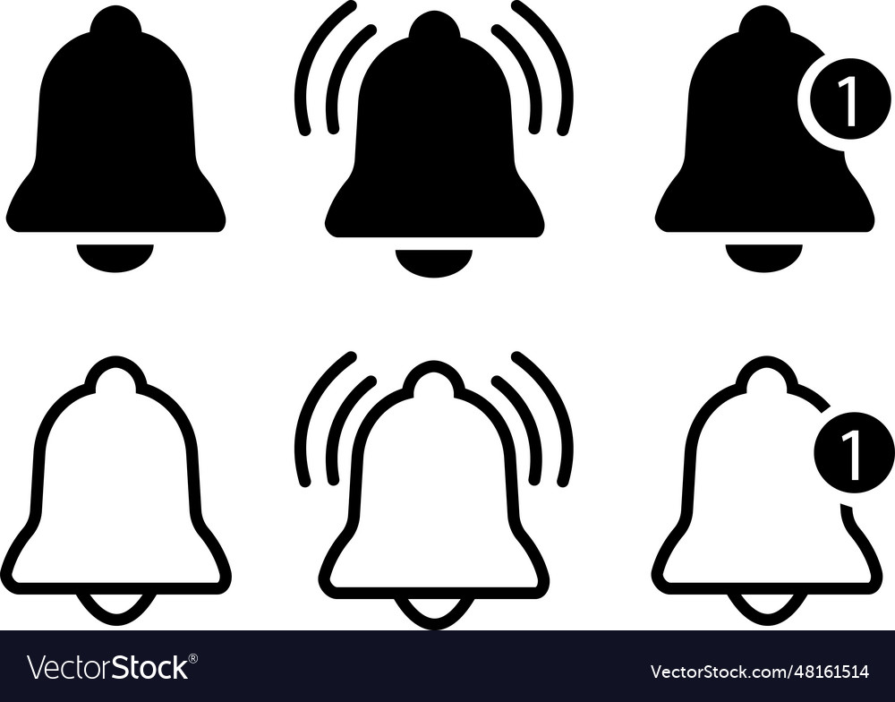 Notification bell icon for incoming inbox message Vector Image