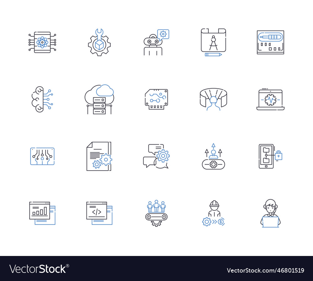 Codebase Software Line Icons Collection Royalty Free Vector