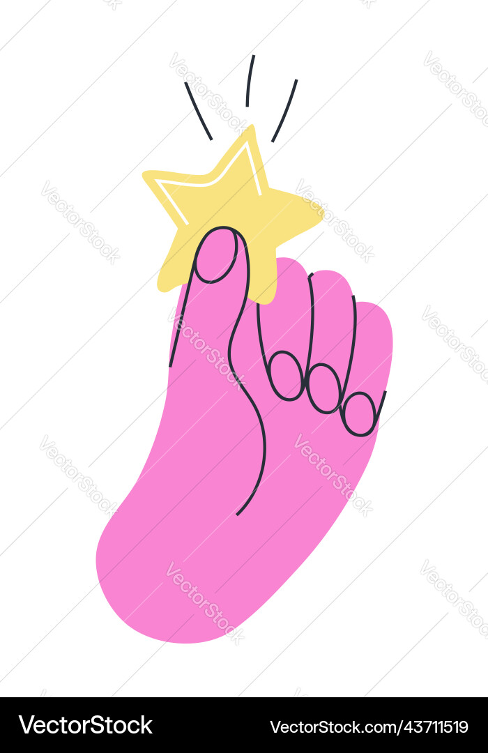 Colorful hand holding star different gestures Vector Image