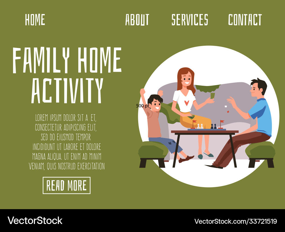 Family home activity web design with parents Vector Image