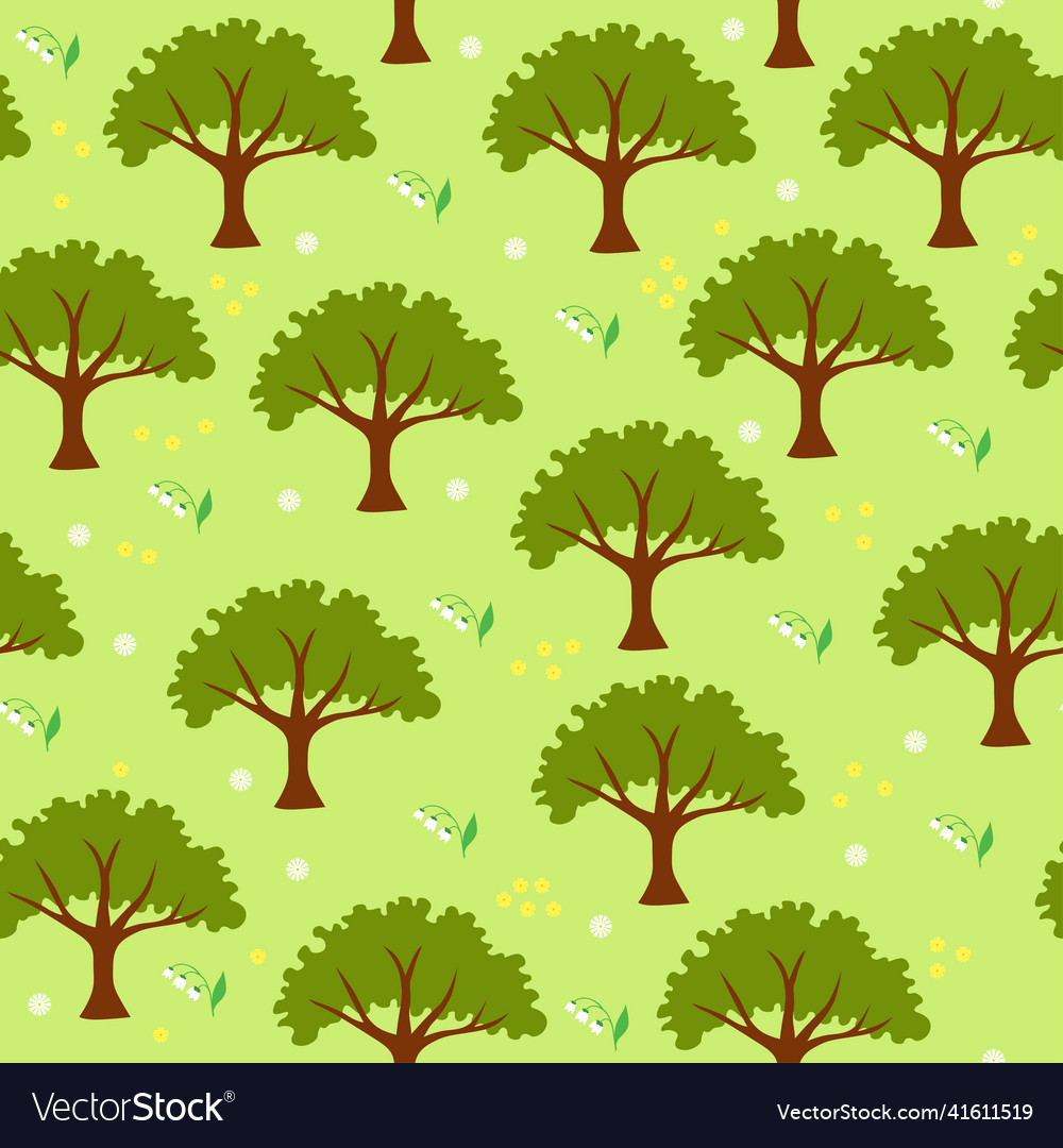 Spring forest pattern seamless Royalty Free Vector Image