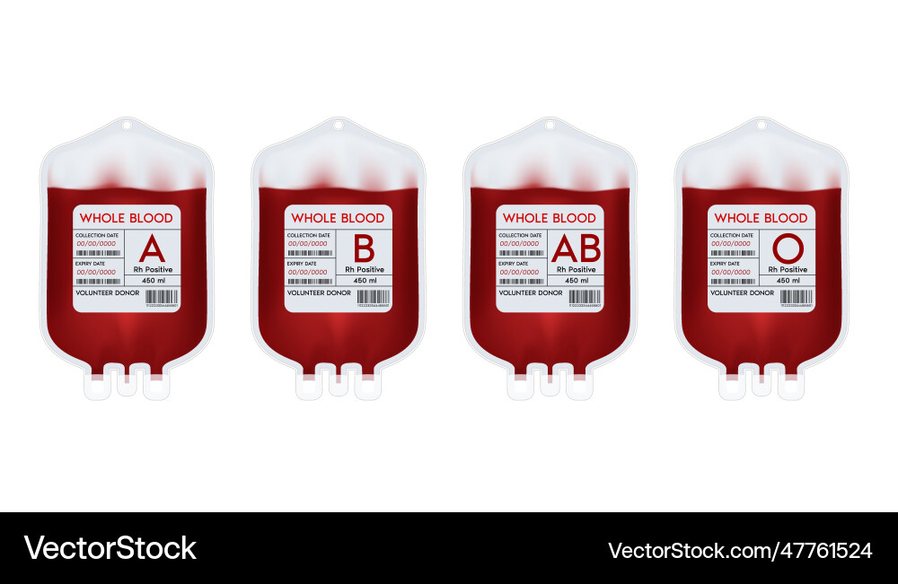 Blood bag with label different Royalty Free Vector Image