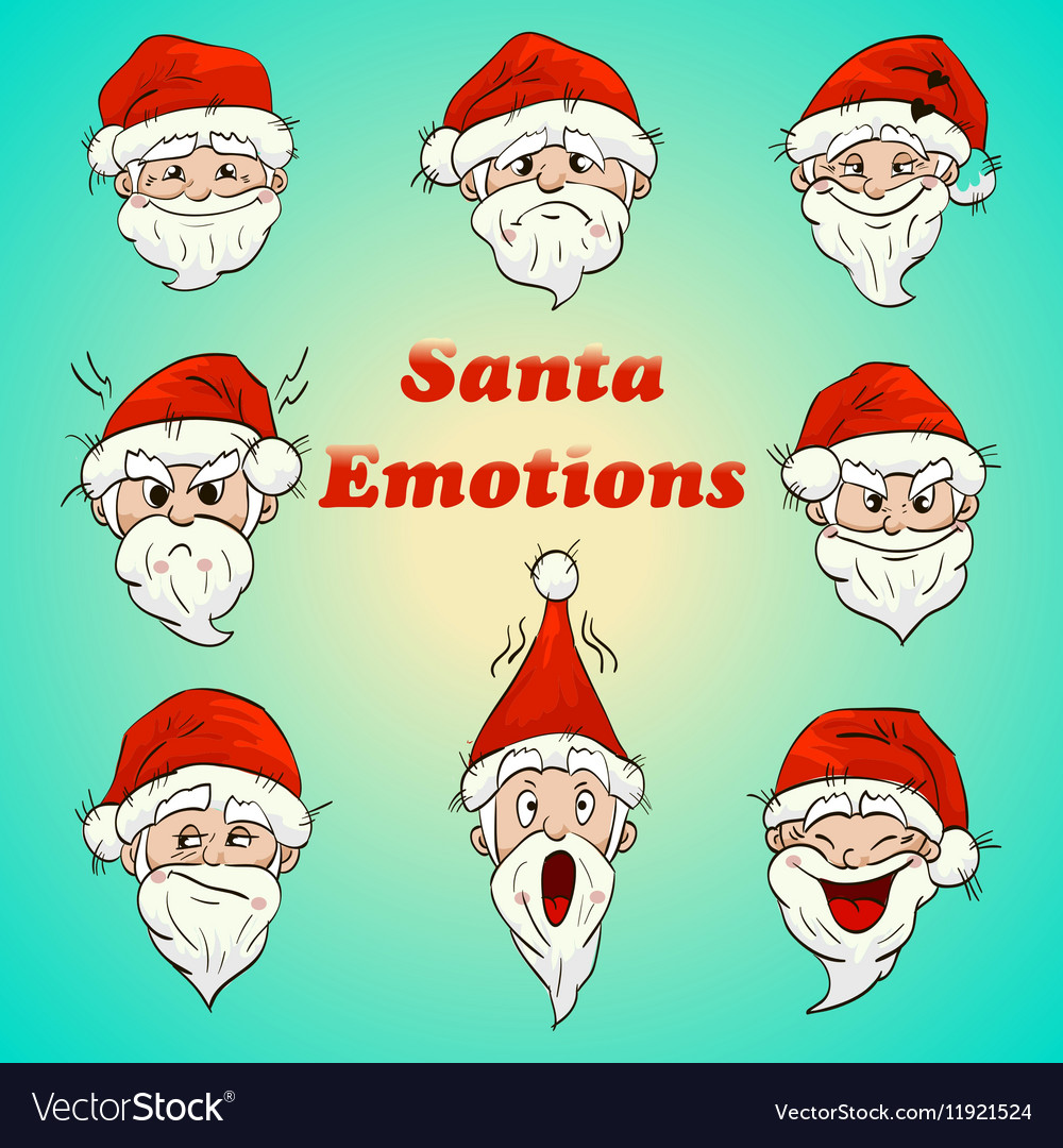 Colored santa emotions Royalty Free Vector Image