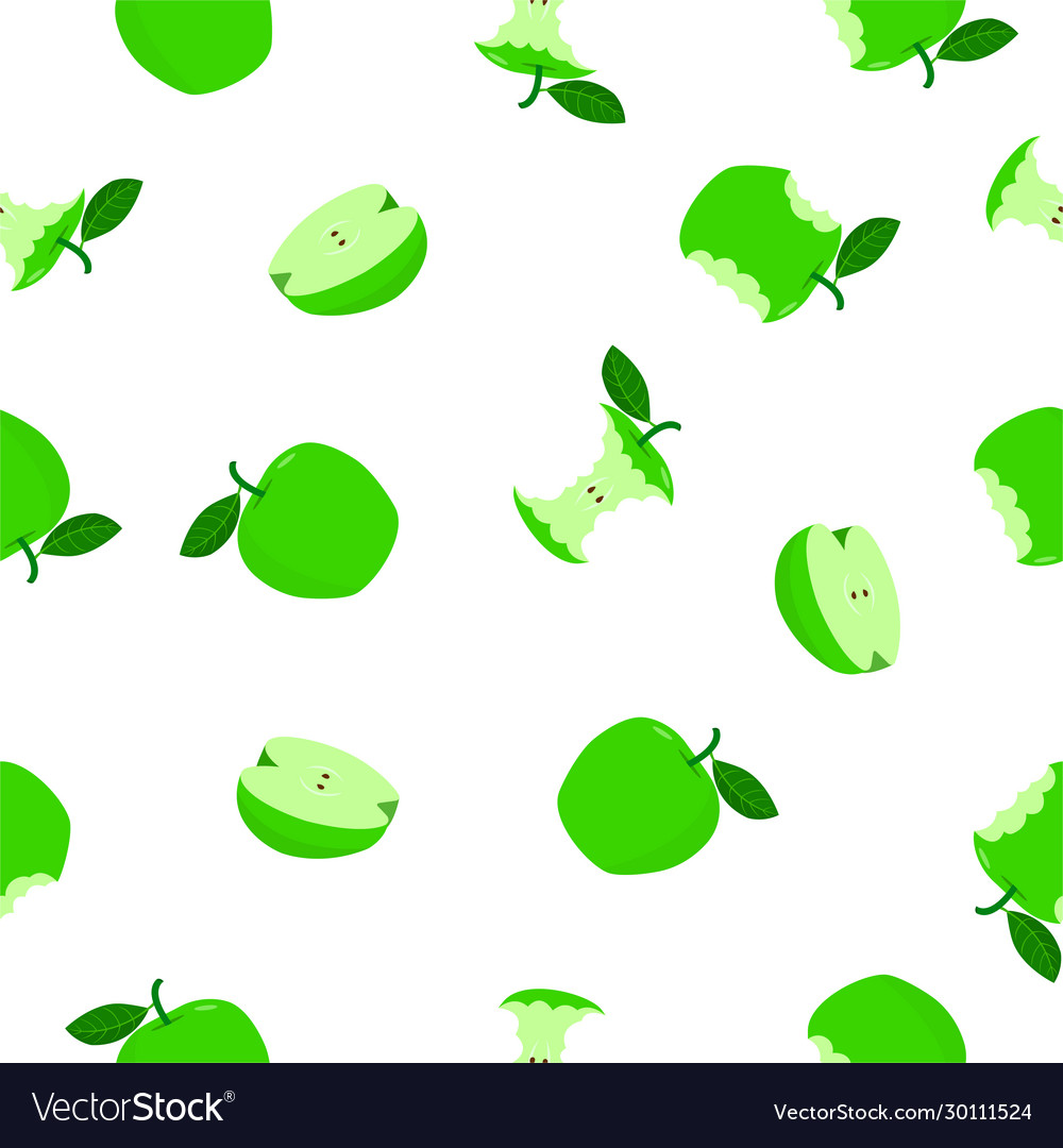 Green Apple Seamless Pattern Background Royalty Free Vector