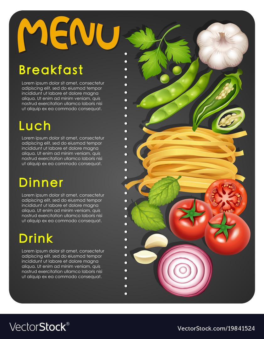 Menu Template With Ingredients And Text Royalty Free Vector