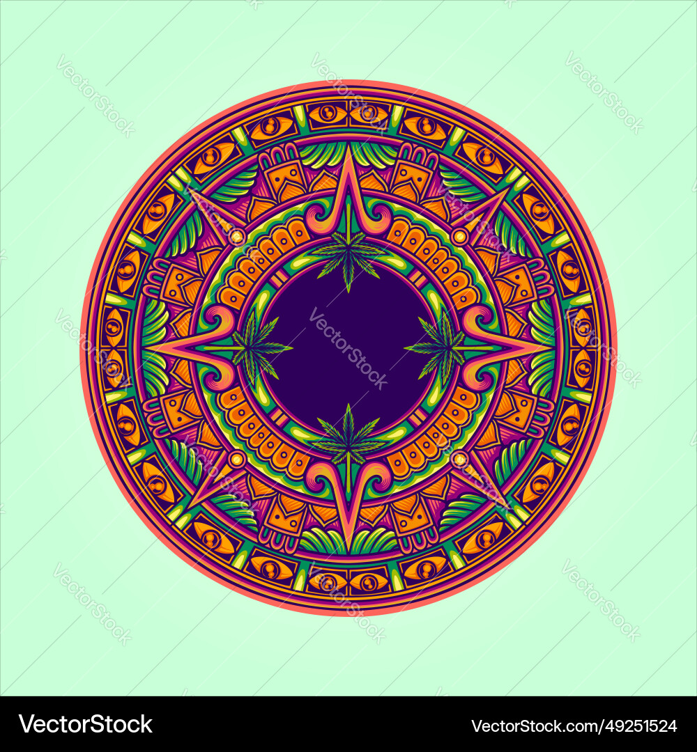 Weed leaf mandala circle elegant Royalty Free Vector Image