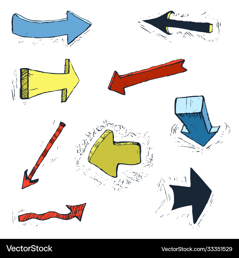 Big hand drawn arrow set Royalty Free Vector Image