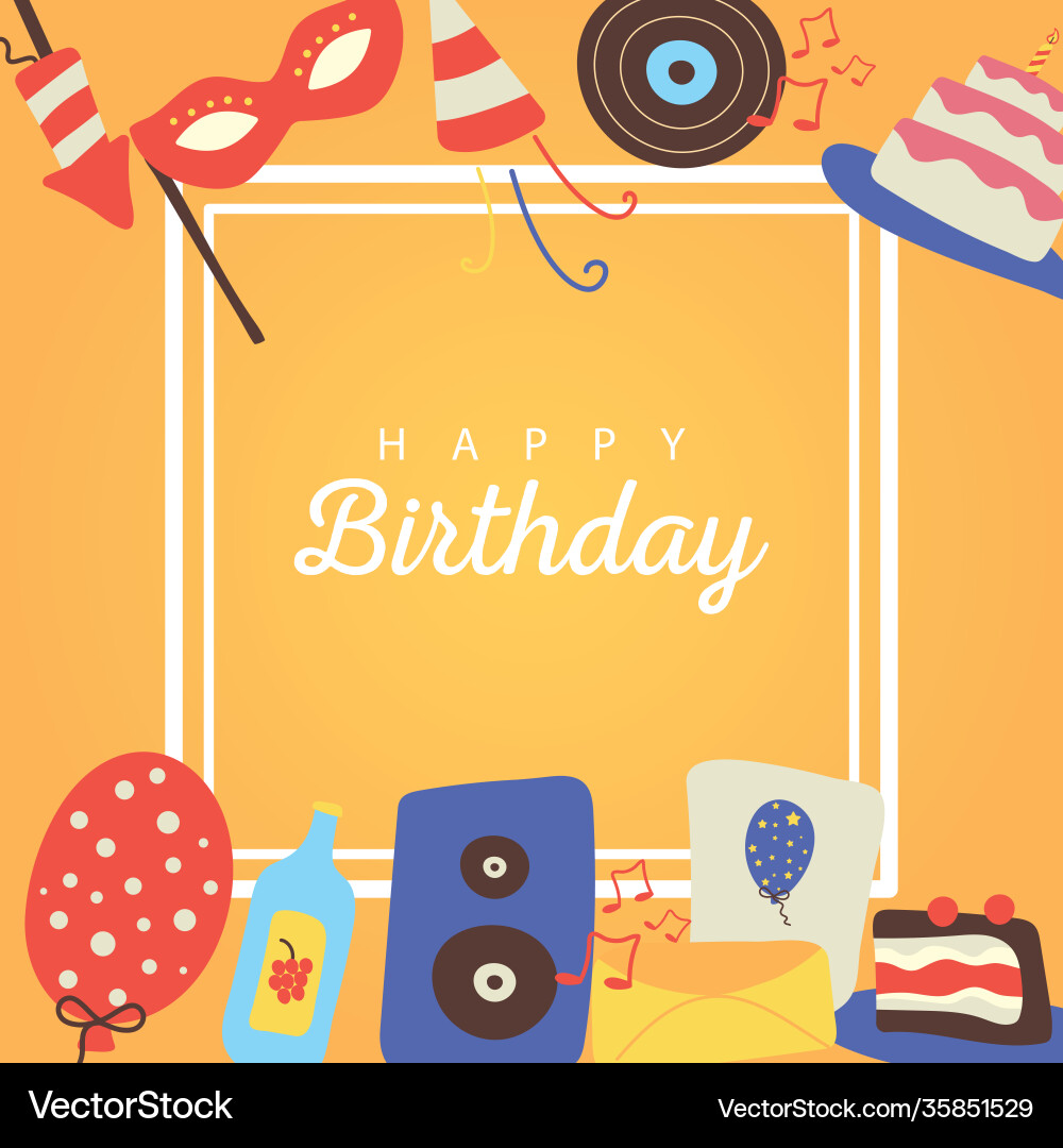 Bundle happy birthday celebration flat style Vector Image