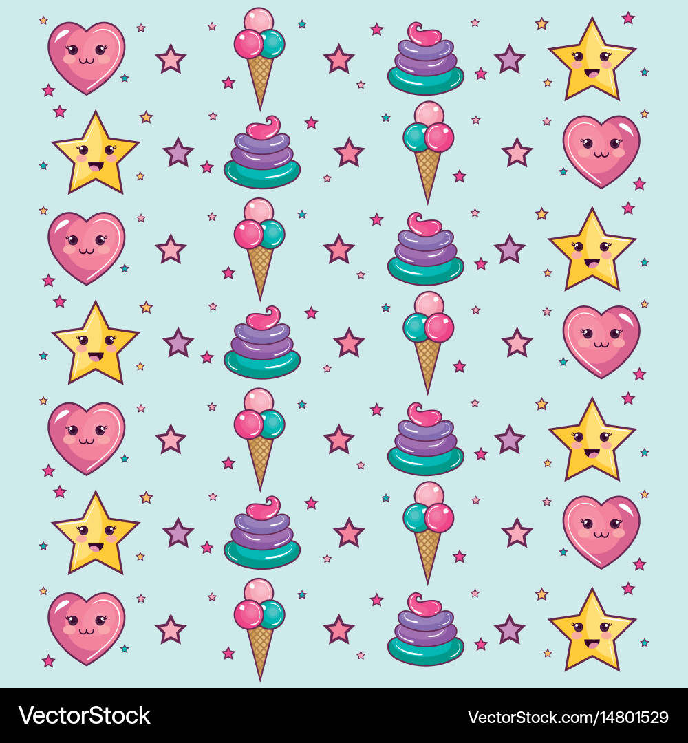 Kawaii pattern design Royalty Free Vector Image