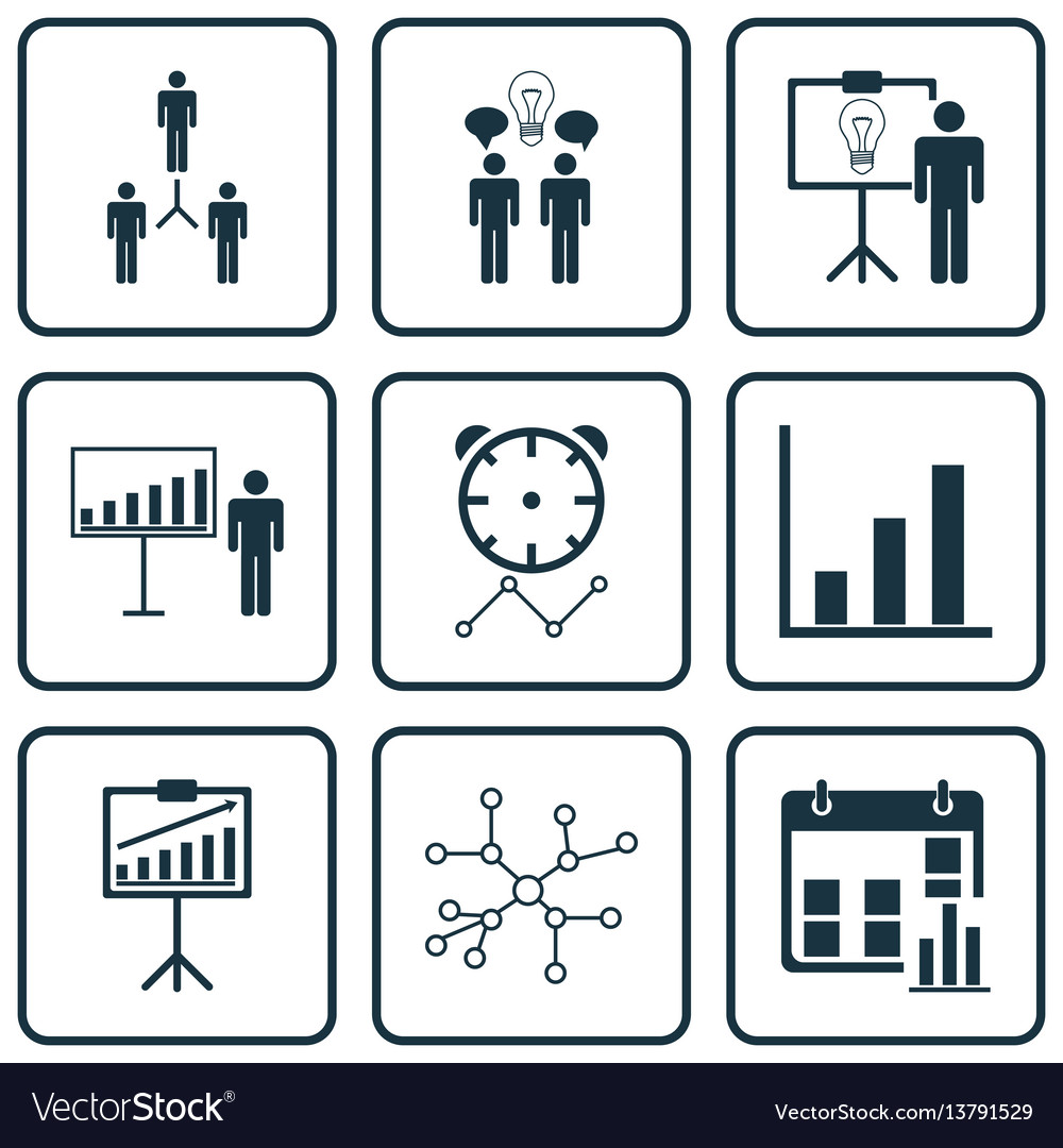 Set of 9 administration icons includes project Vector Image