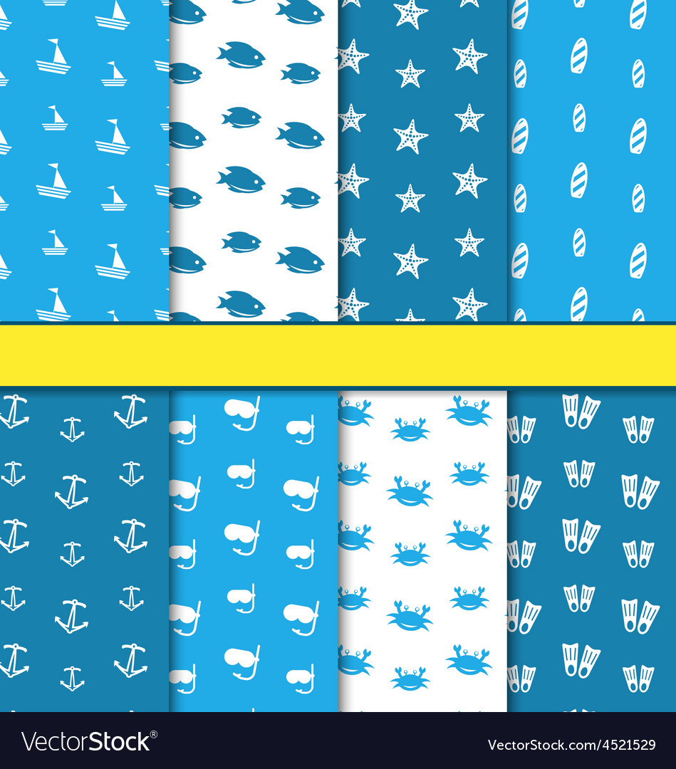 Set seamless pattern with nautical elements Vector Image