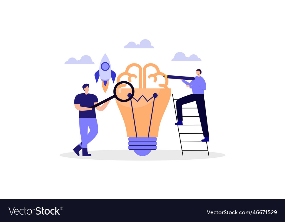 Solution in business solving to look idea concept Vector Image