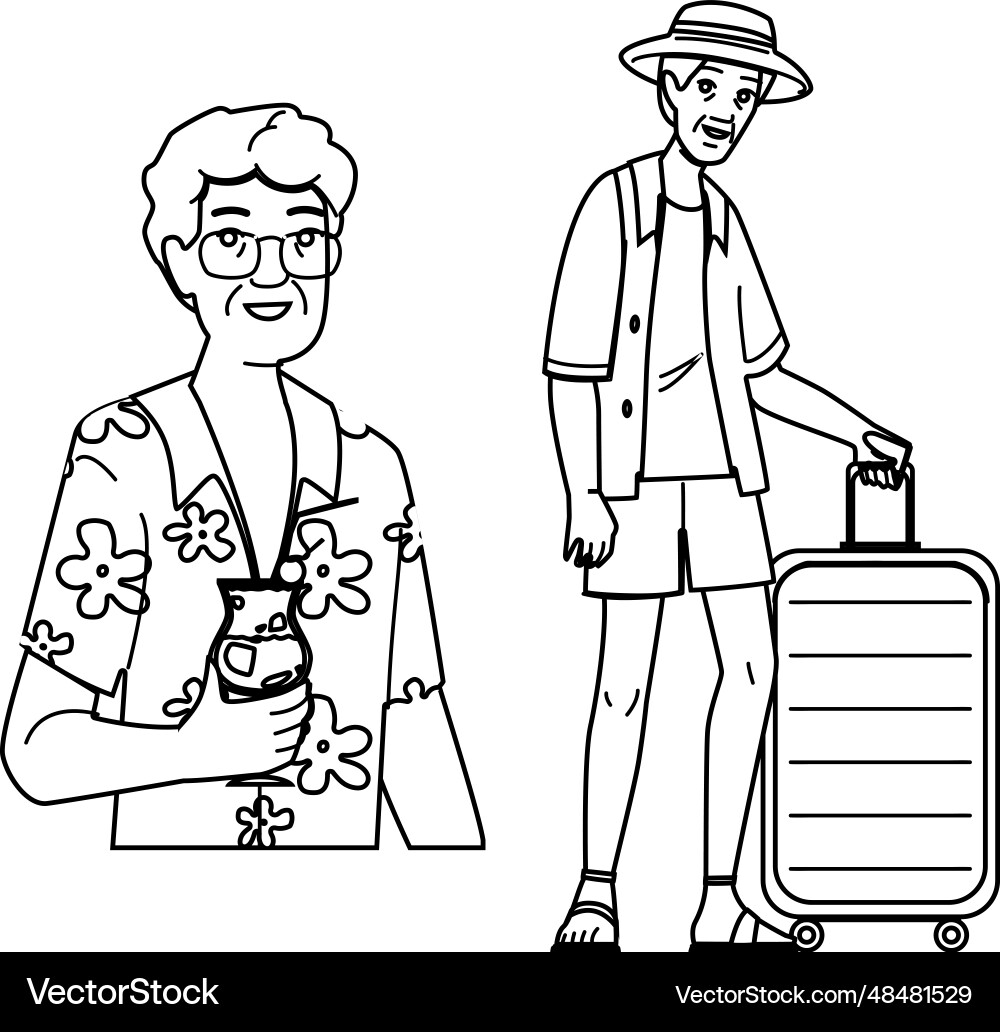 Summer Senior Man Vacation Royalty Free Vector Image