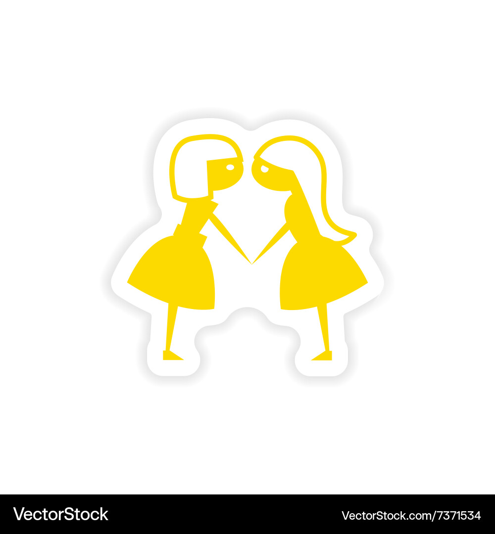 Icon sticker realistic design on paper girlfriends