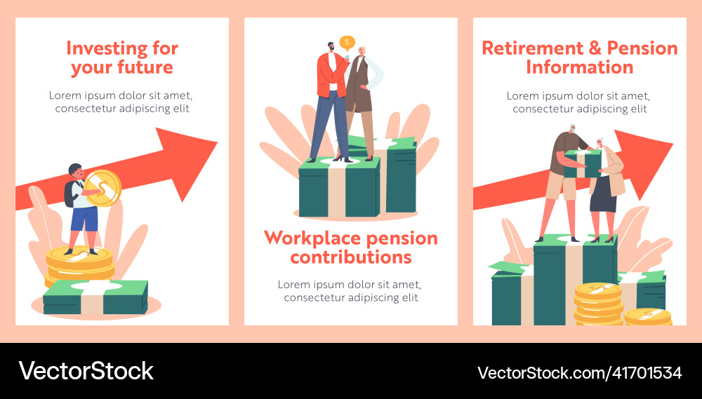 Pension contributions banners seniors passive Vector Image