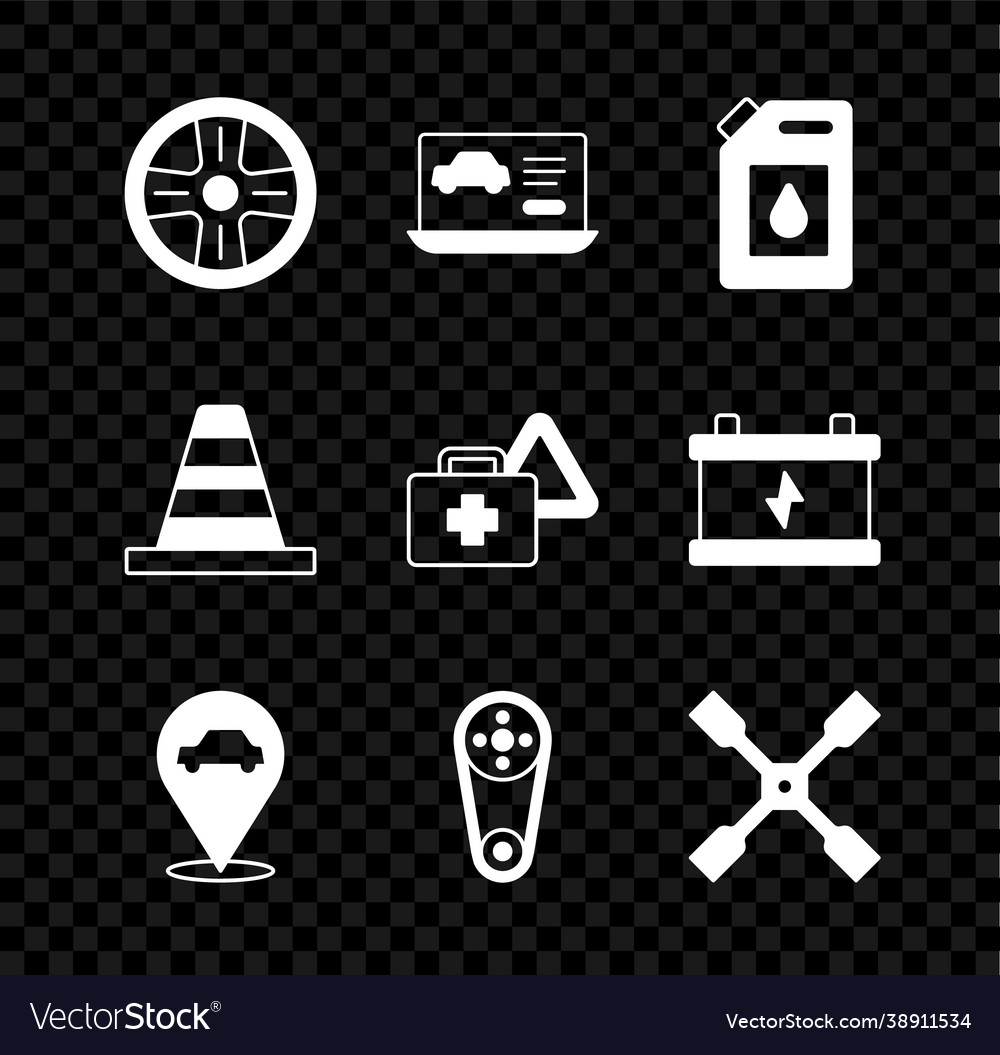 Set alloy wheel diagnostics condition car Vector Image Set alloy wheel diagnostics condition car Vector Image