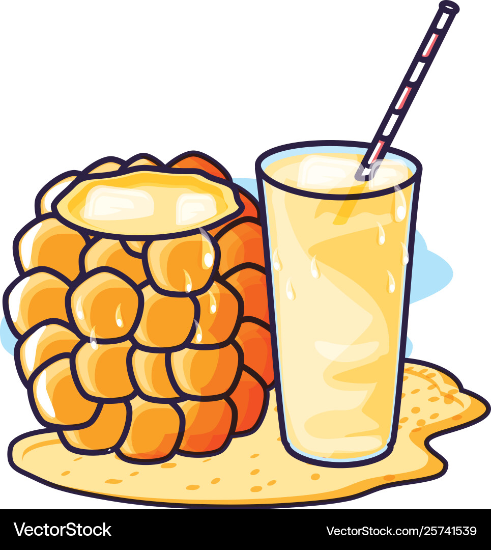 Cocktail pineapple with glass juice Royalty Free Vector
