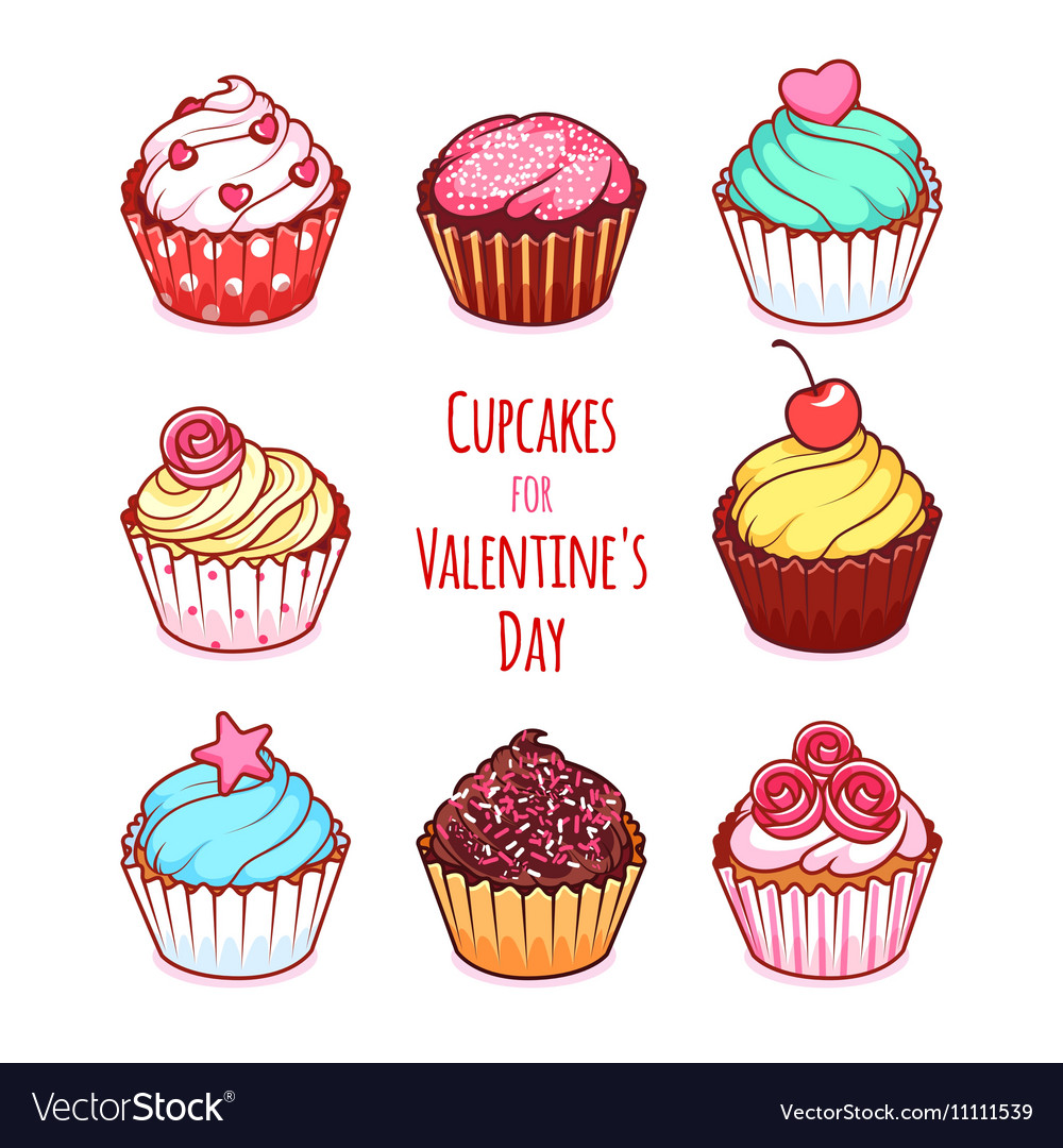 Cupcakes for valentines day Royalty Free Vector Image