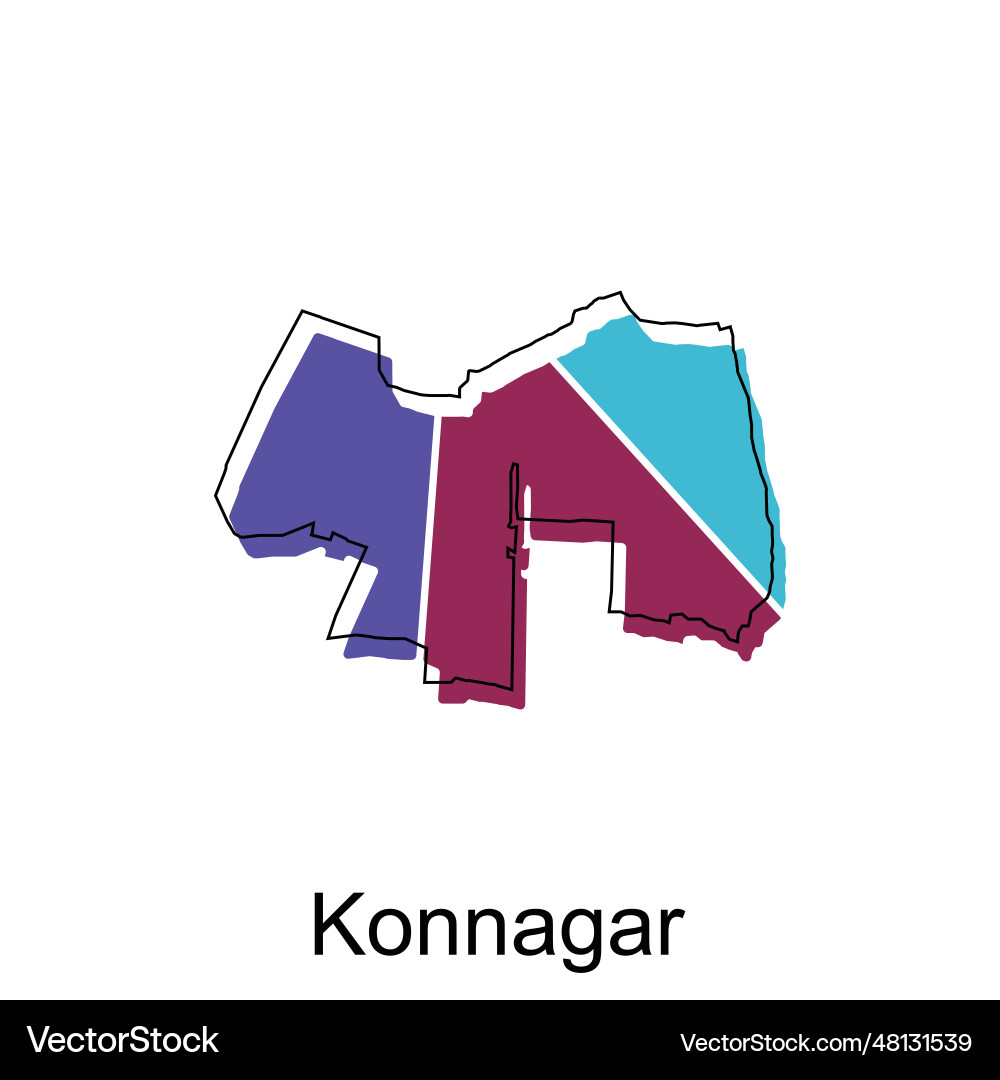 Map of konnagar template with outline graphic Vector Image