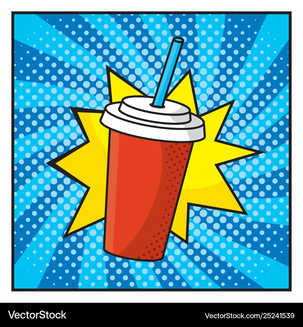 Plastic soda cup and pop art style Royalty Free Vector Image