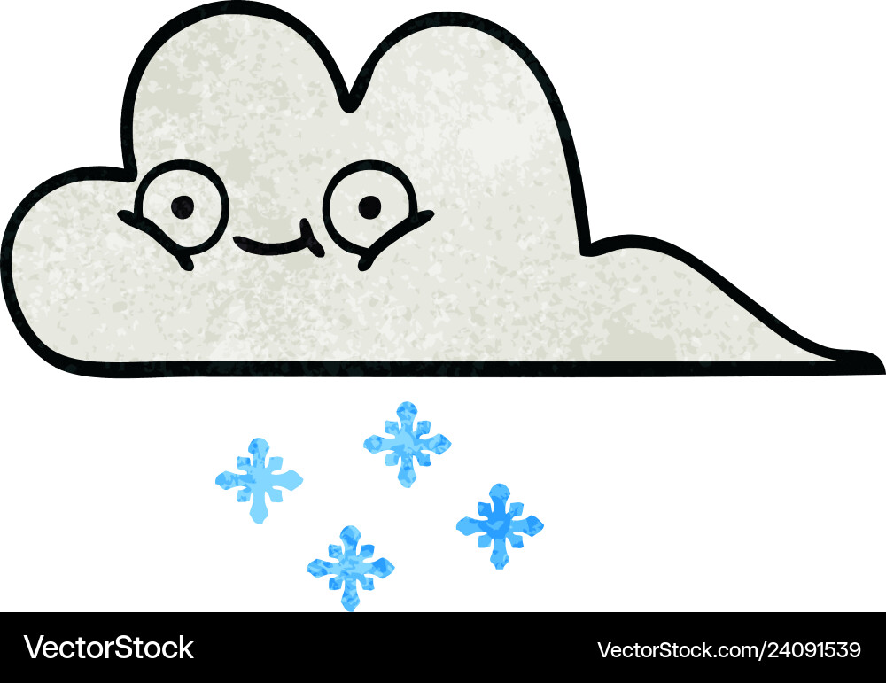 Retro grunge texture cartoon snow cloud Royalty Free Vector
