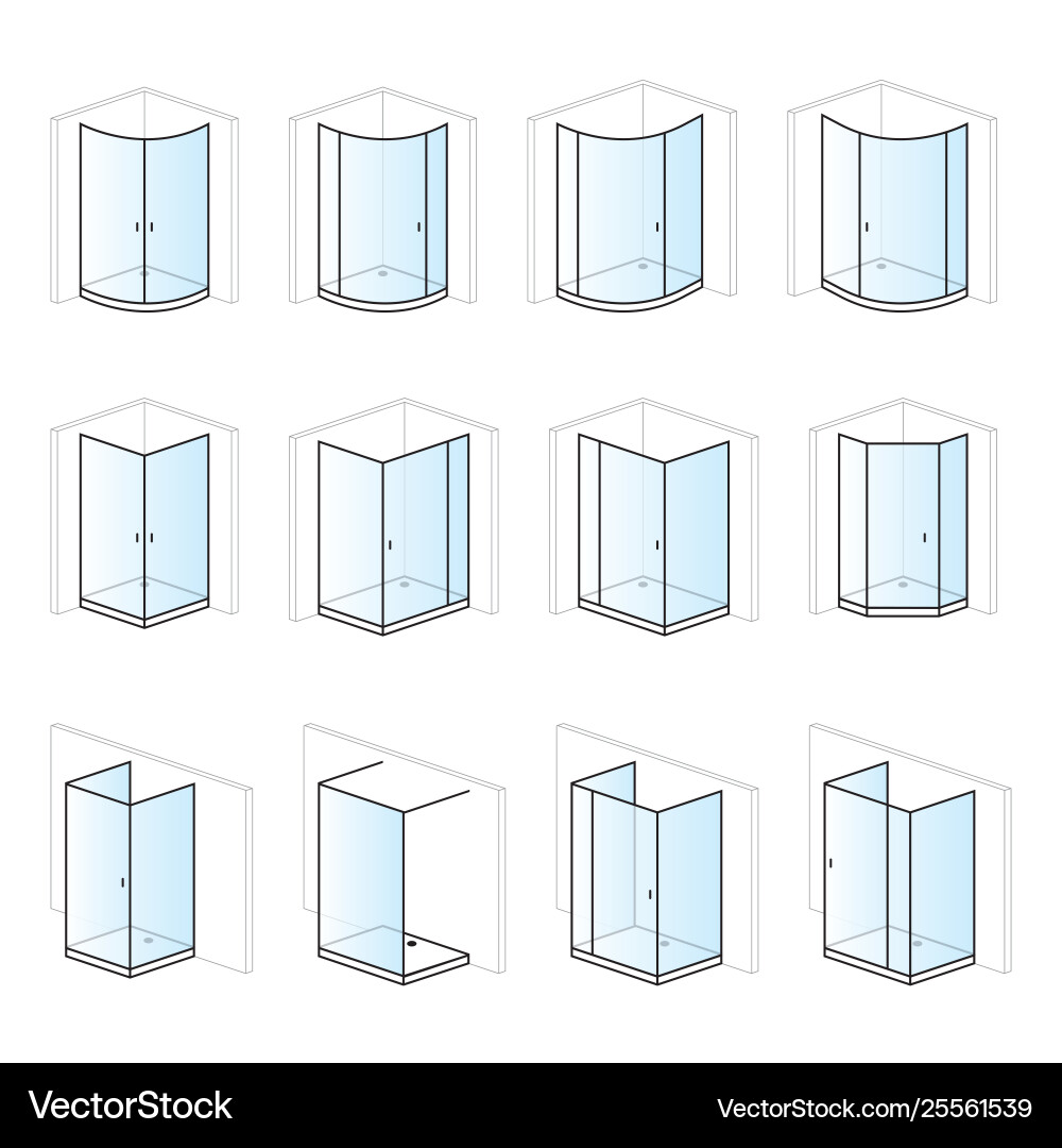 Shower enclosures on thin shower trays Royalty Free Vector